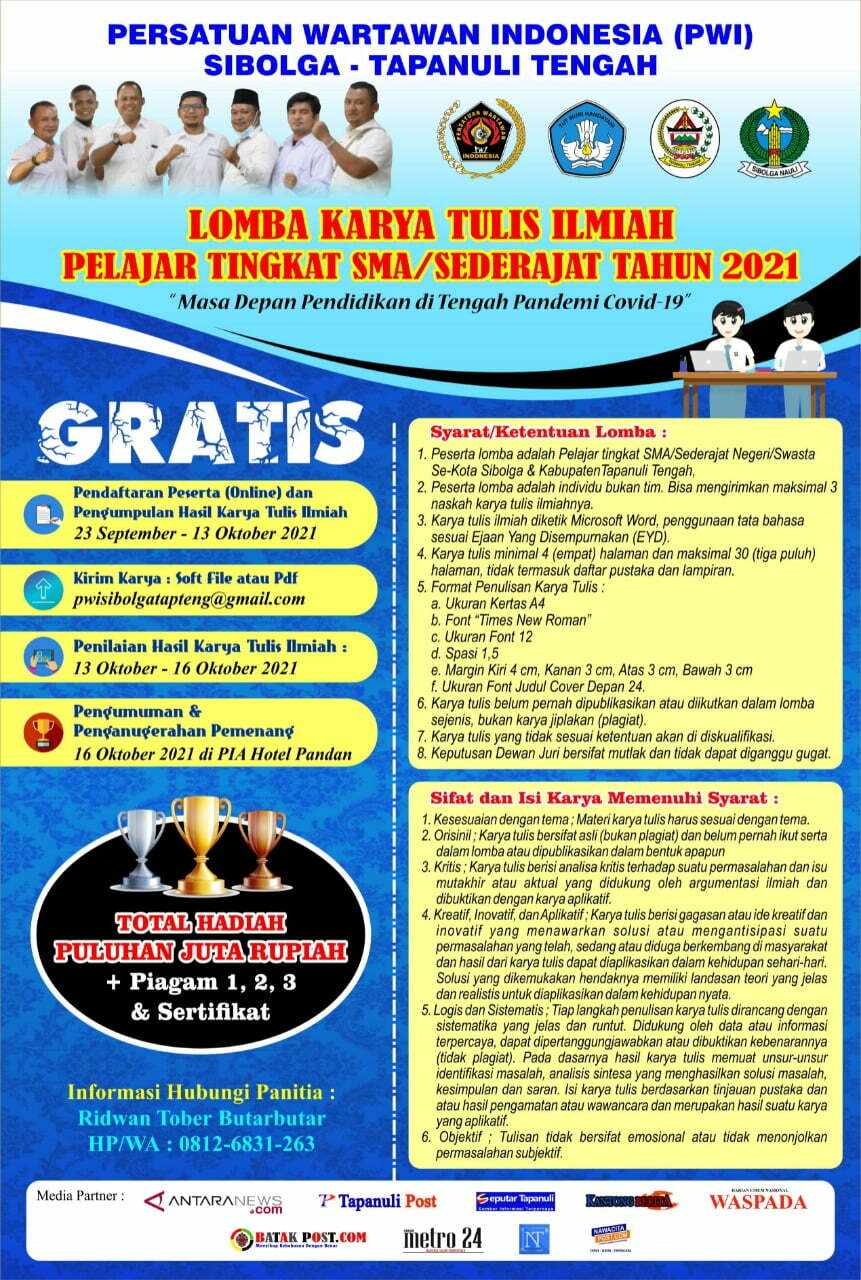 PWI Sibolga-Tapteng Gelar Lomba Karya Tulis Ilmiah Tingkat SMA ... PWI Sibolga-Tapteng Gelar Lomba Karya Tulis Ilmiah Tingkat SMA ...